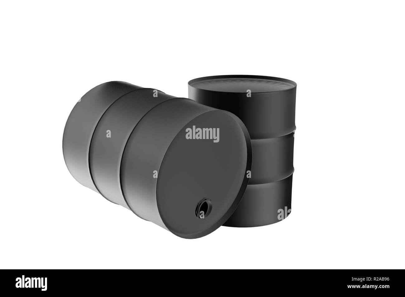 Two Metal Industrial Oil Barrels 3D rendering isolated on white ...