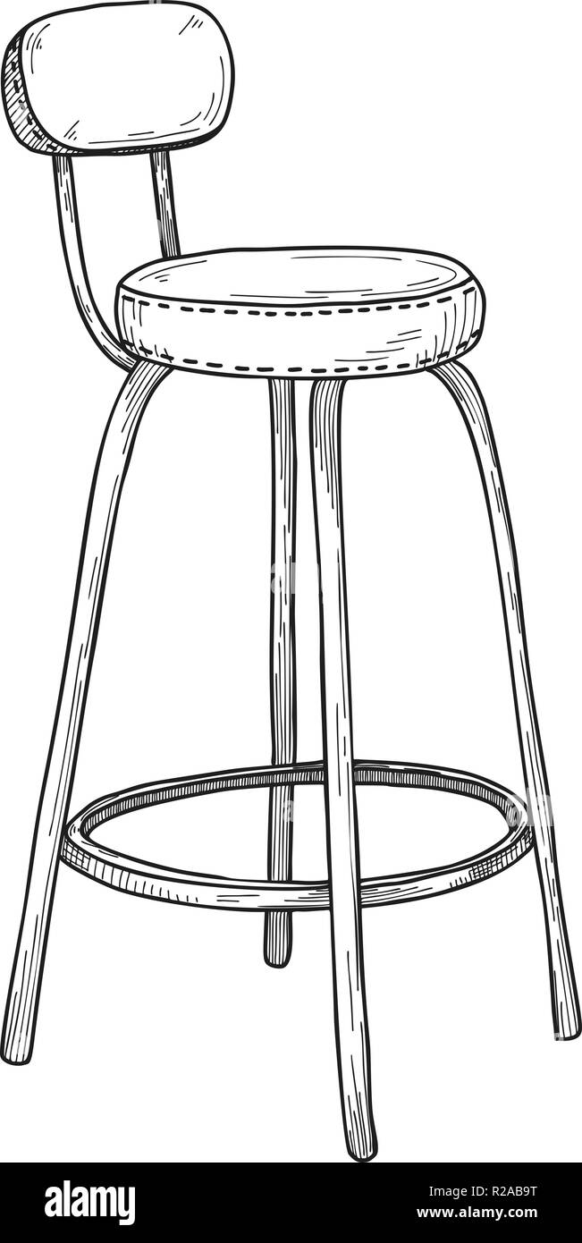 Sketch of bar chairs. High chair isolated on white background. Vector ...