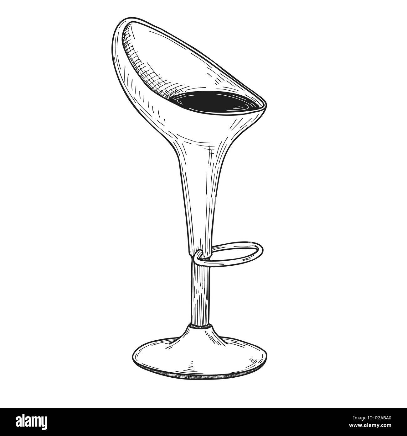 Sketch of bar chairs. High chair isolated on white background. Vector ...