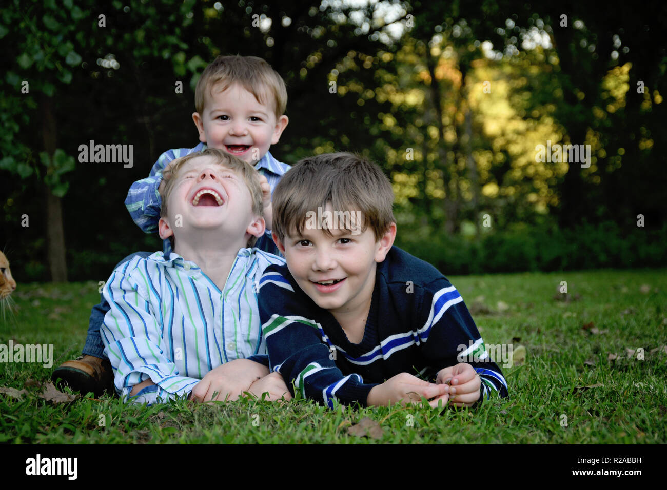 Three brothers together portrait Stock Photo - Alamy