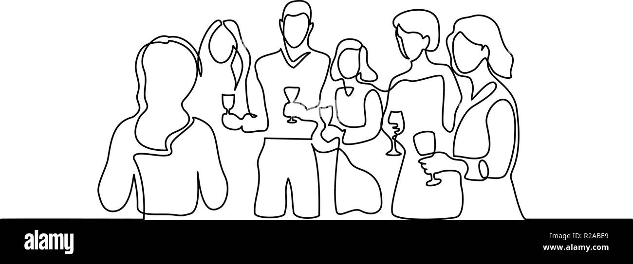 Continuous line drawing party hi-res stock photography and images - Alamy