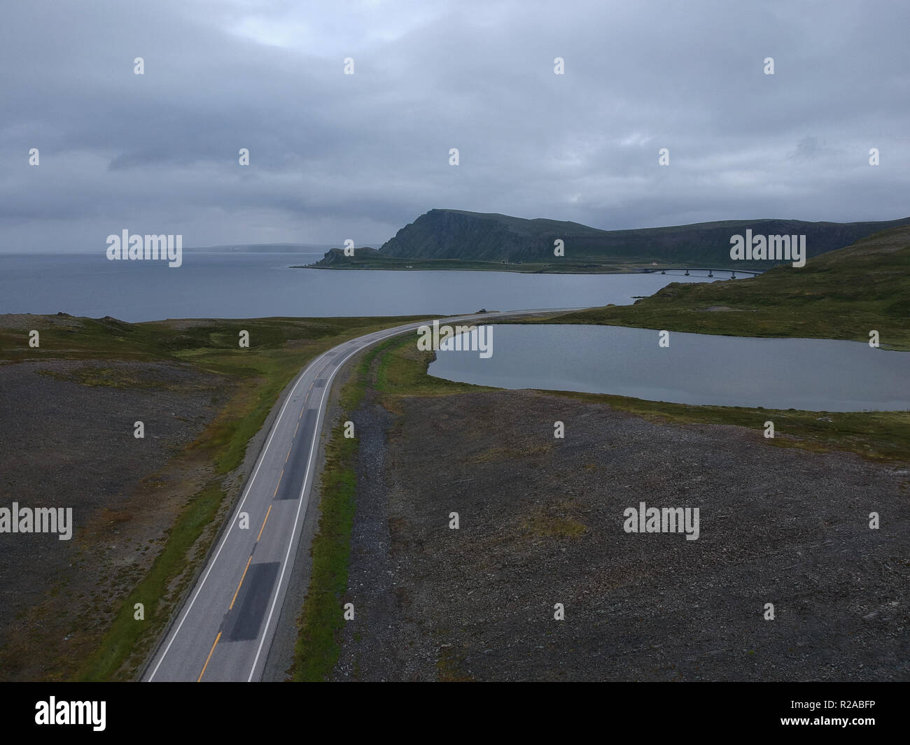 Aerial view of Coastal Finnmark Landscape Stock Photo - Alamy
