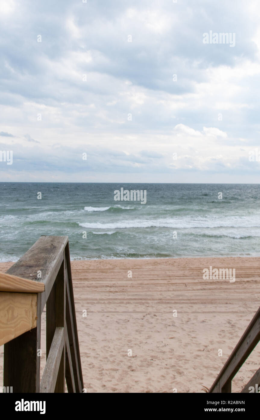 Handrail Leading to the Ocean Stock Photo - Alamy