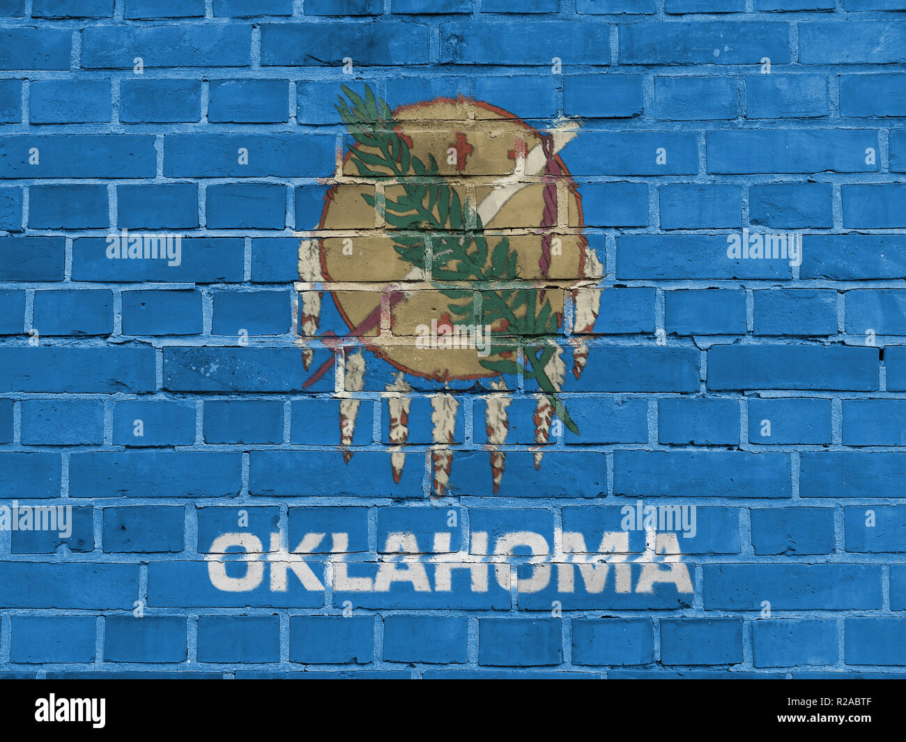 US States Concept: Oklahoma Flag Wall Background Texture Stock Photo ...