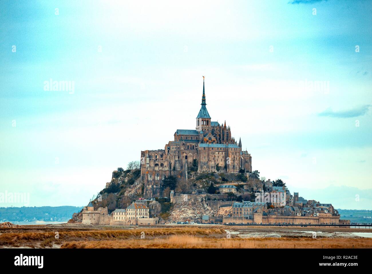 beautiful famous castle Mont-Saint-Michel, Normandy, France Stock Photo ...