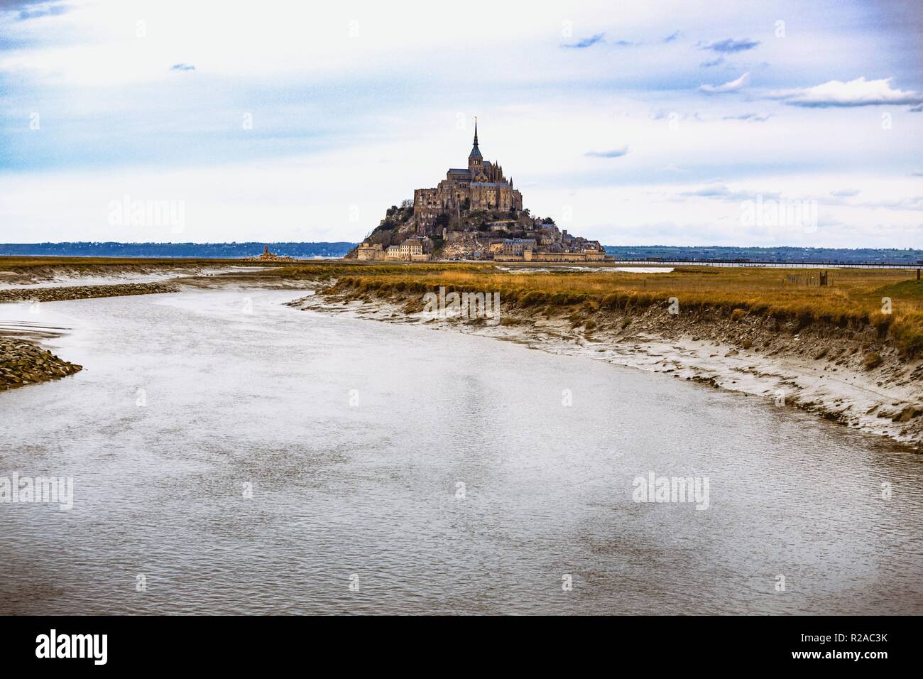 beautiful famous castle Mont-Saint-Michel, Normandy, France Stock Photo ...