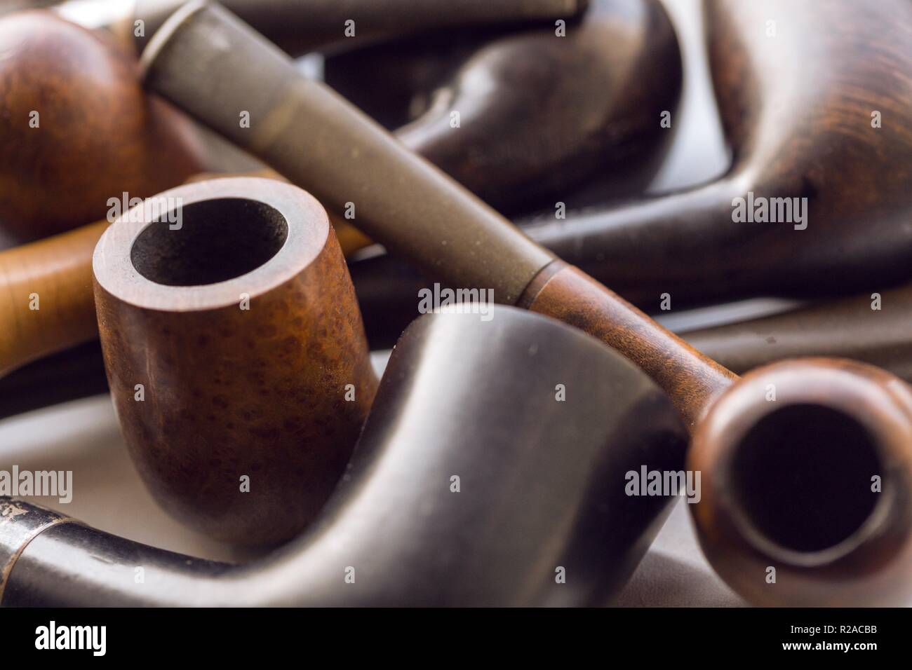 vintage collection of tobacco pipes Stock Photo - Alamy