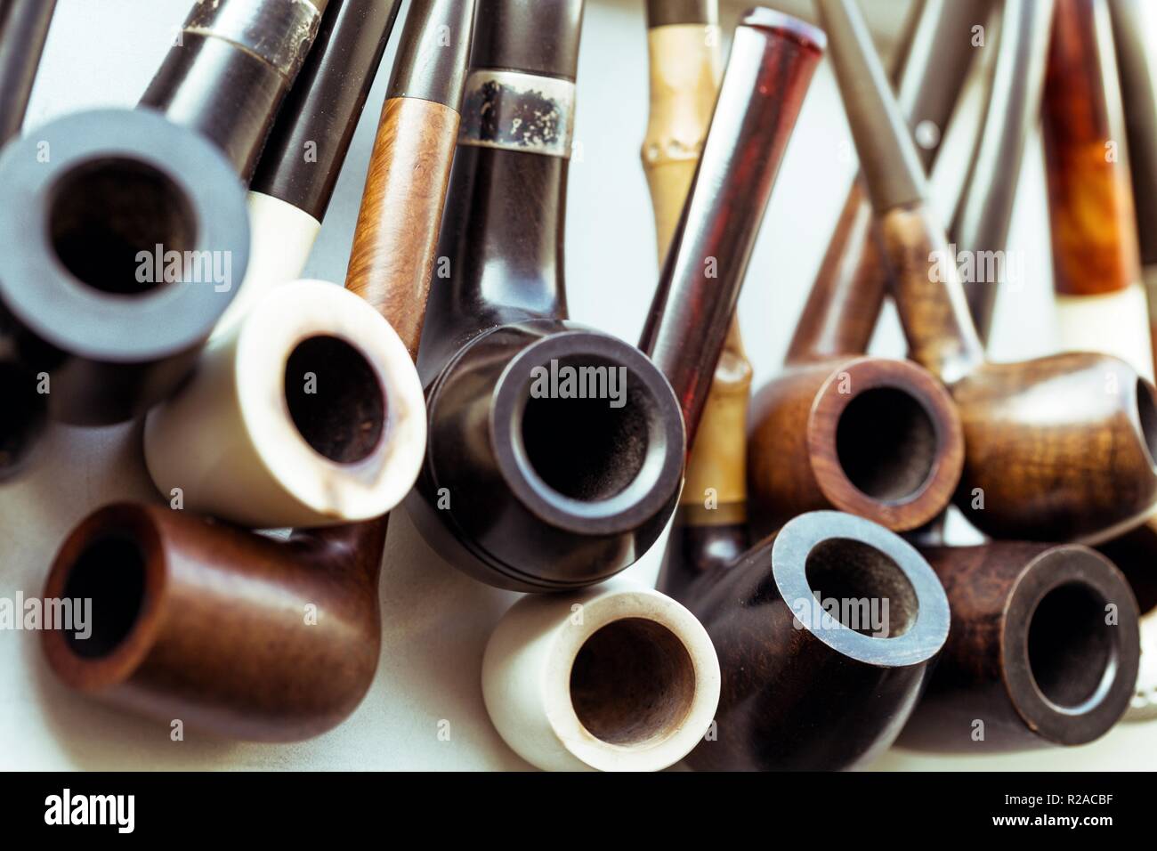 vintage collection of tobacco pipes Stock Photo - Alamy