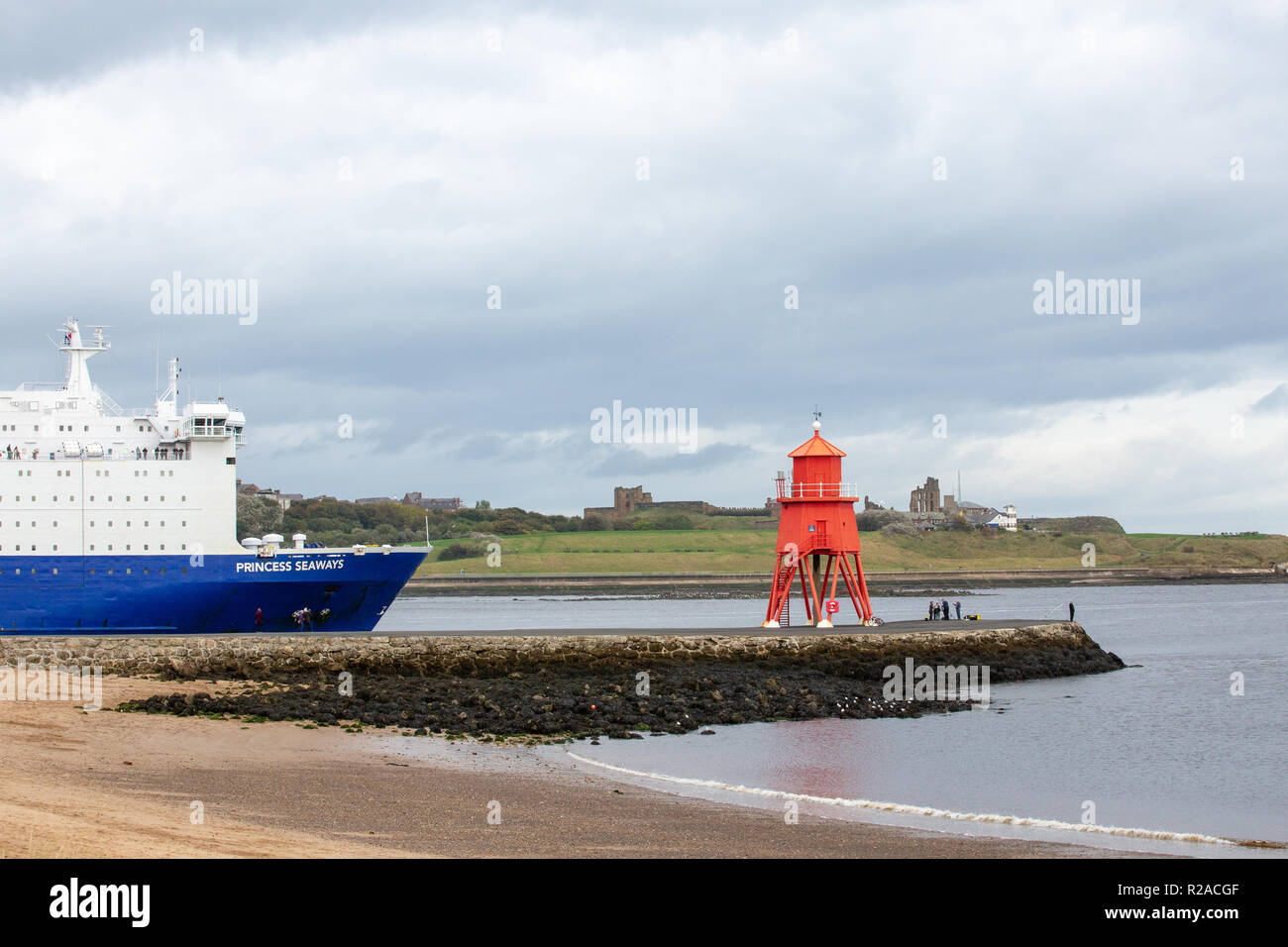 South Shields/England - October 14th 2017: South Shields pier with DFDS ...