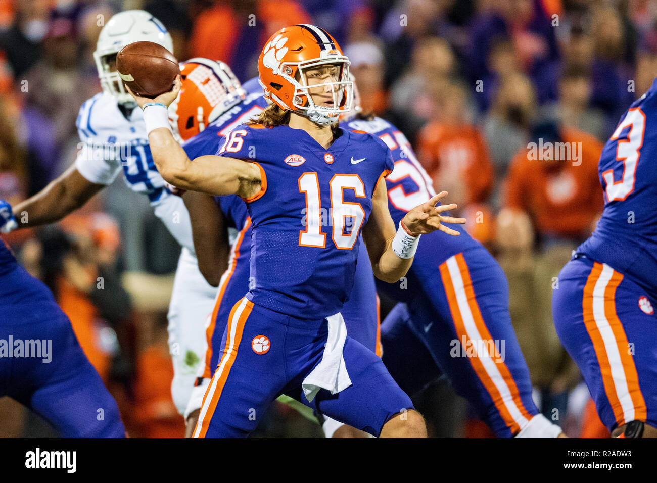 Clemson Tigers quarterback Trevor Lawrence (16) during the NCAA college ...
