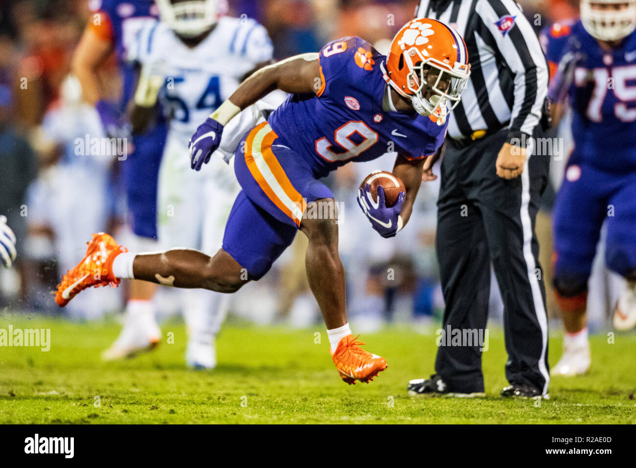 Clemson Tigers running back Travis Etienne (9) during the NCAA college ...