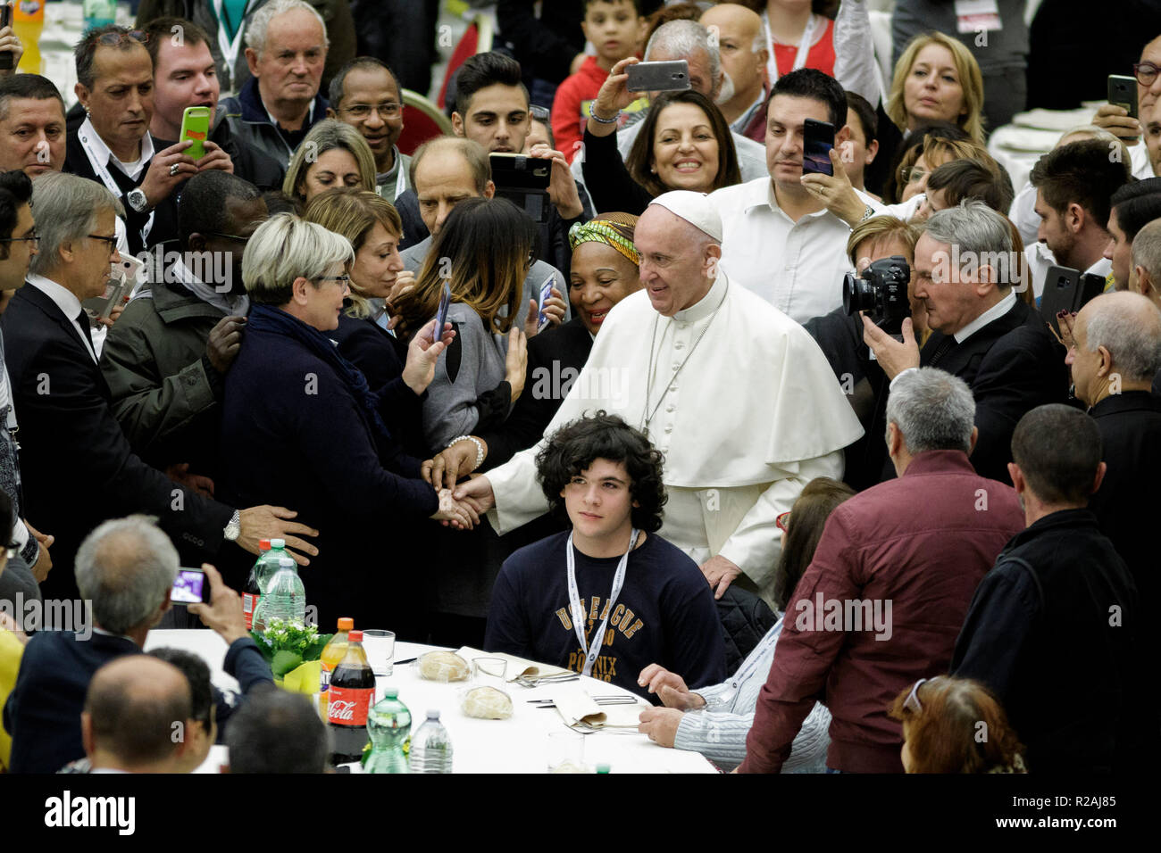 Vatican, Rome, Italy. Pope Francis offers to several hundred poor ...