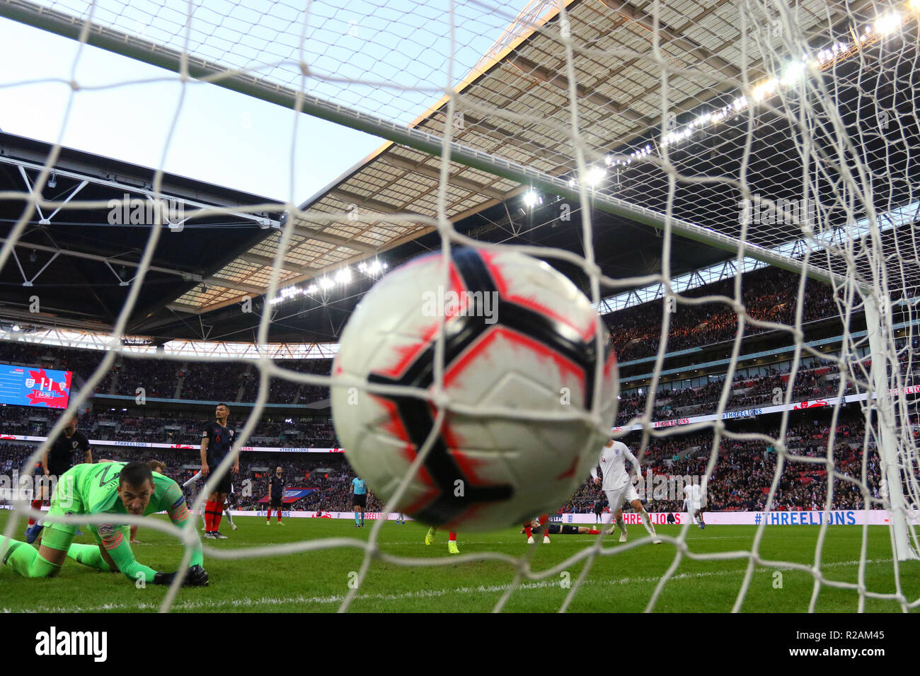 Harry Kane of England scores his sides second and winning goal, putting ...
