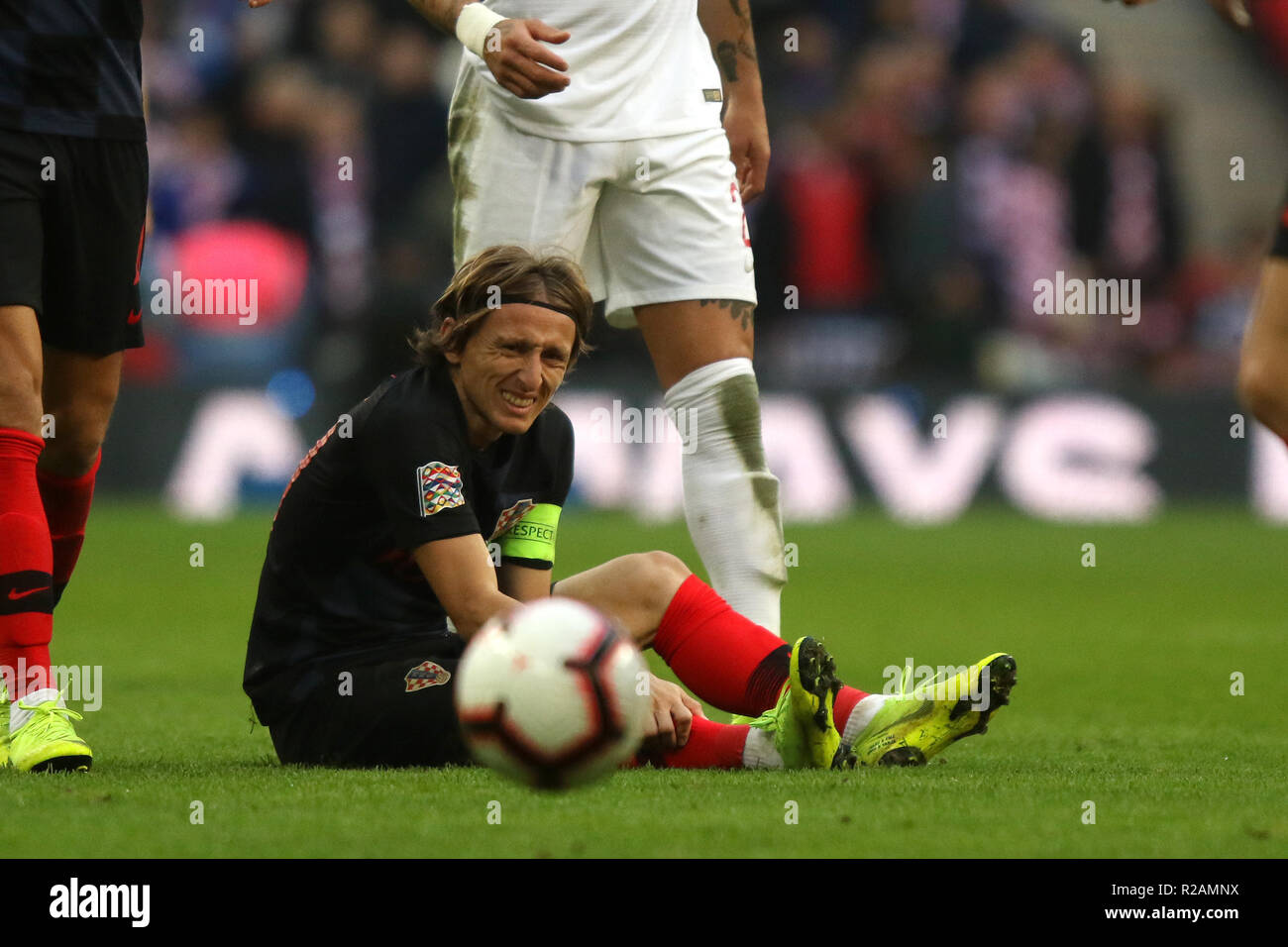 London, UK. 18th Nov 2018.Luka Modric (C) at the England v Croatia UEFA ...