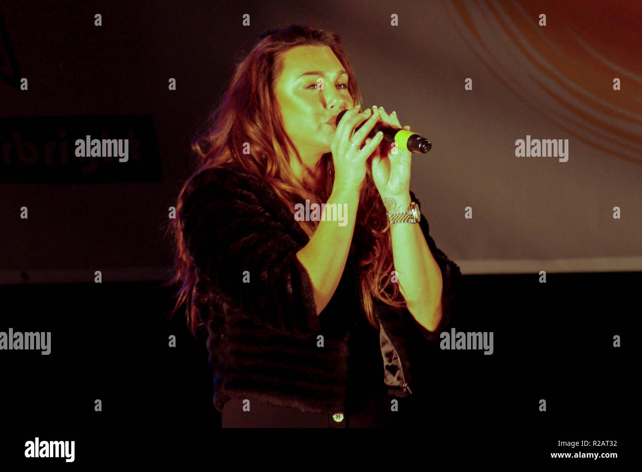 Hereford, UK. 18th Nov 2018. Members of naughties pop band Liberty X ...