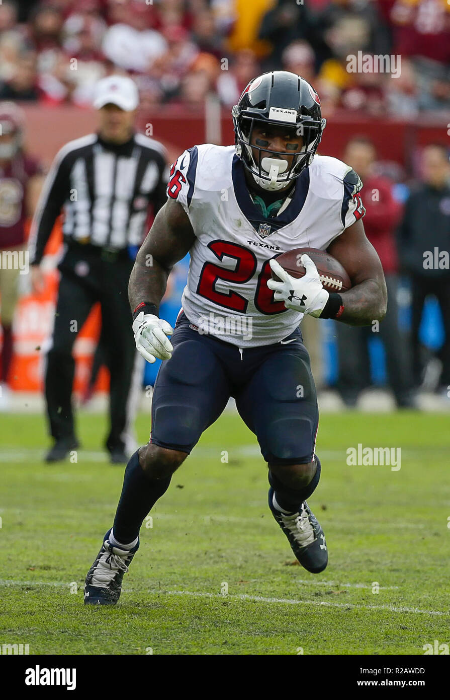 Landover, MD, USA. 18th Nov, 2018. Houston Texans RB #26 Lamar Miller ...