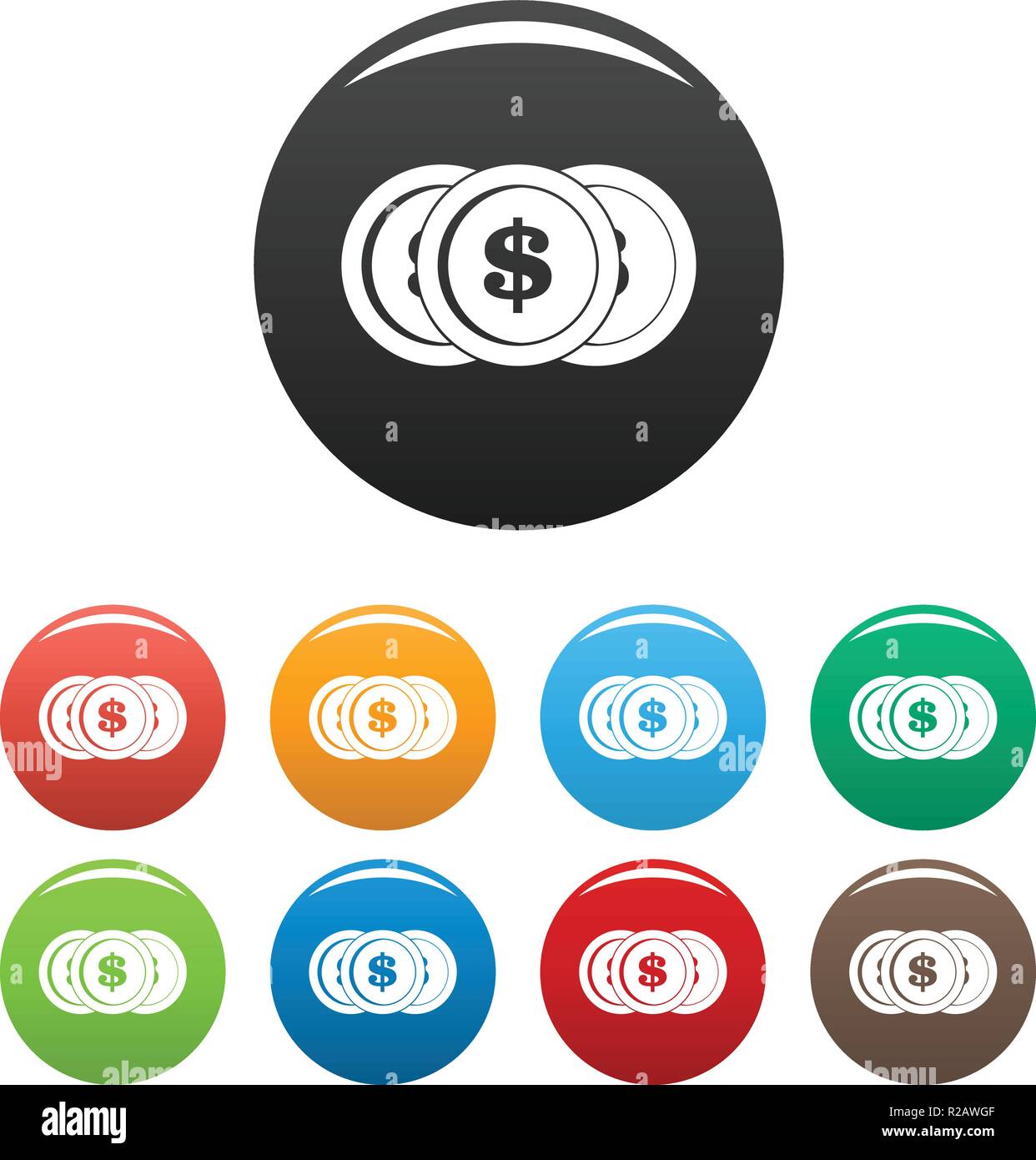 Making coin icon. Simple illustration of making coin vector icons set ...