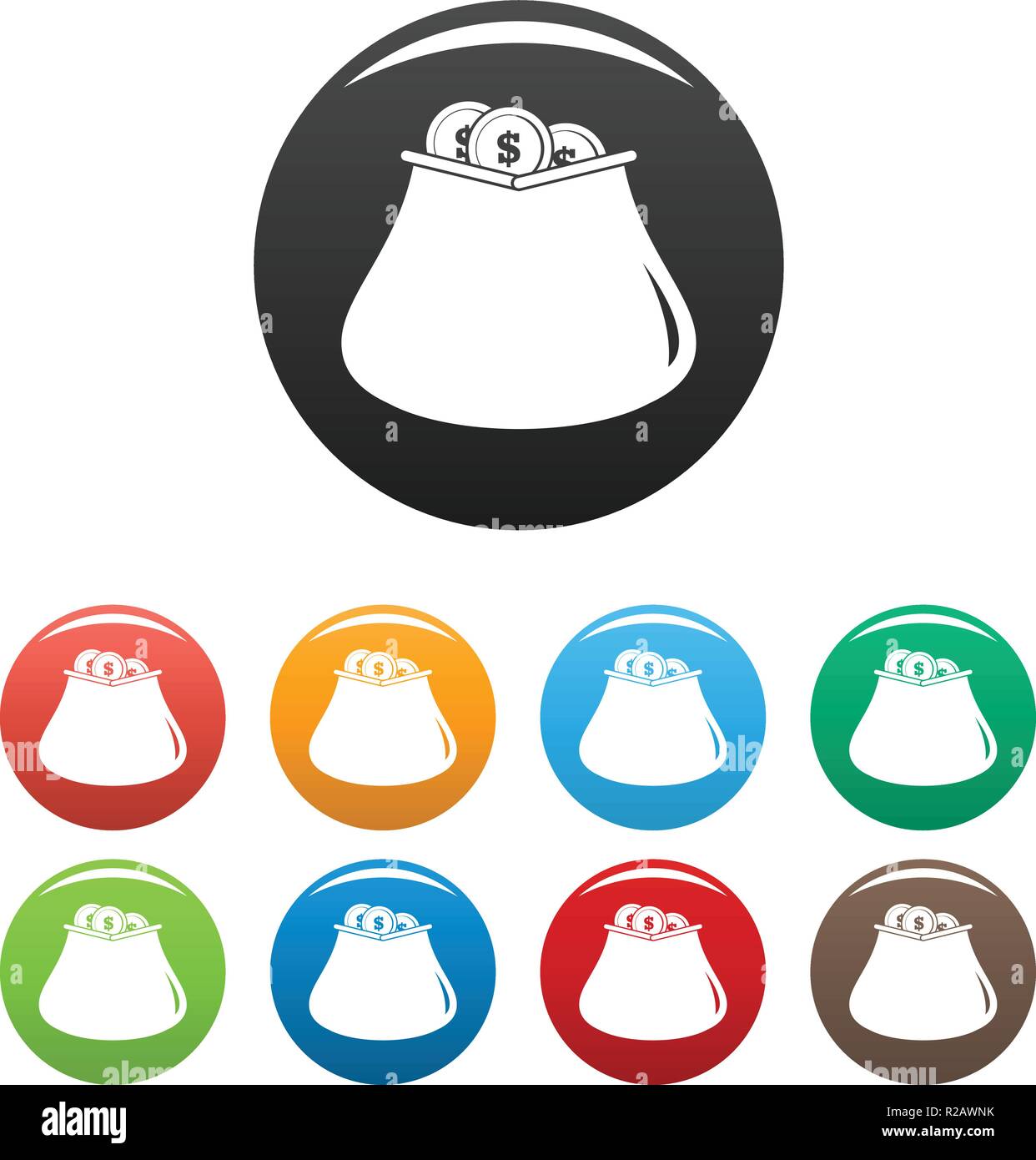 Purse money icon. Simple illustration of purse money vector icons set ...