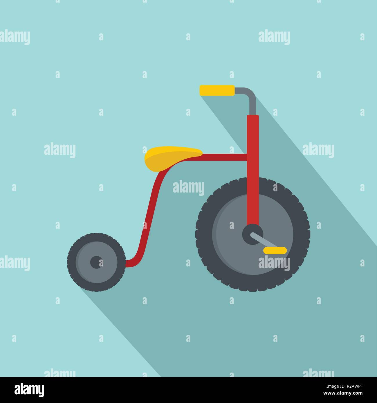 Red tricycle icon. Flat illustration of red tricycle vector icon for ...