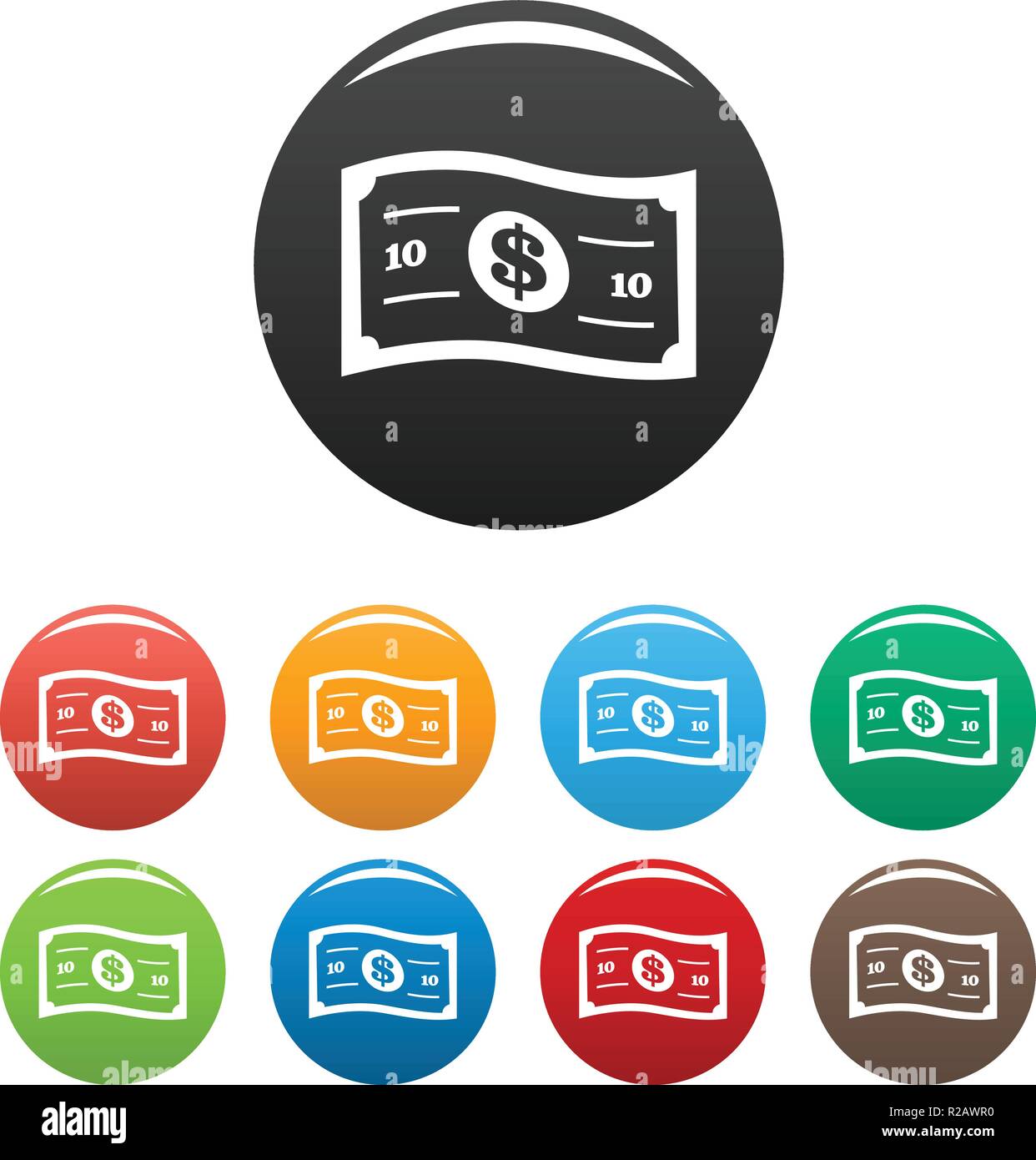 Banknote icon. Simple illustration of banknote vector icons set color ...