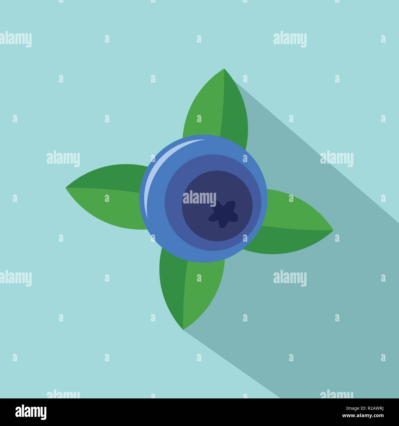Blueberry with shadow icon. Flat illustration of blueberry with shadow ...
