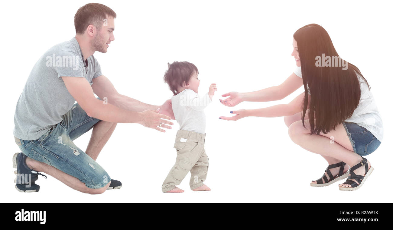 Child learning to walk Cut Out Stock Images & Pictures - Alamy