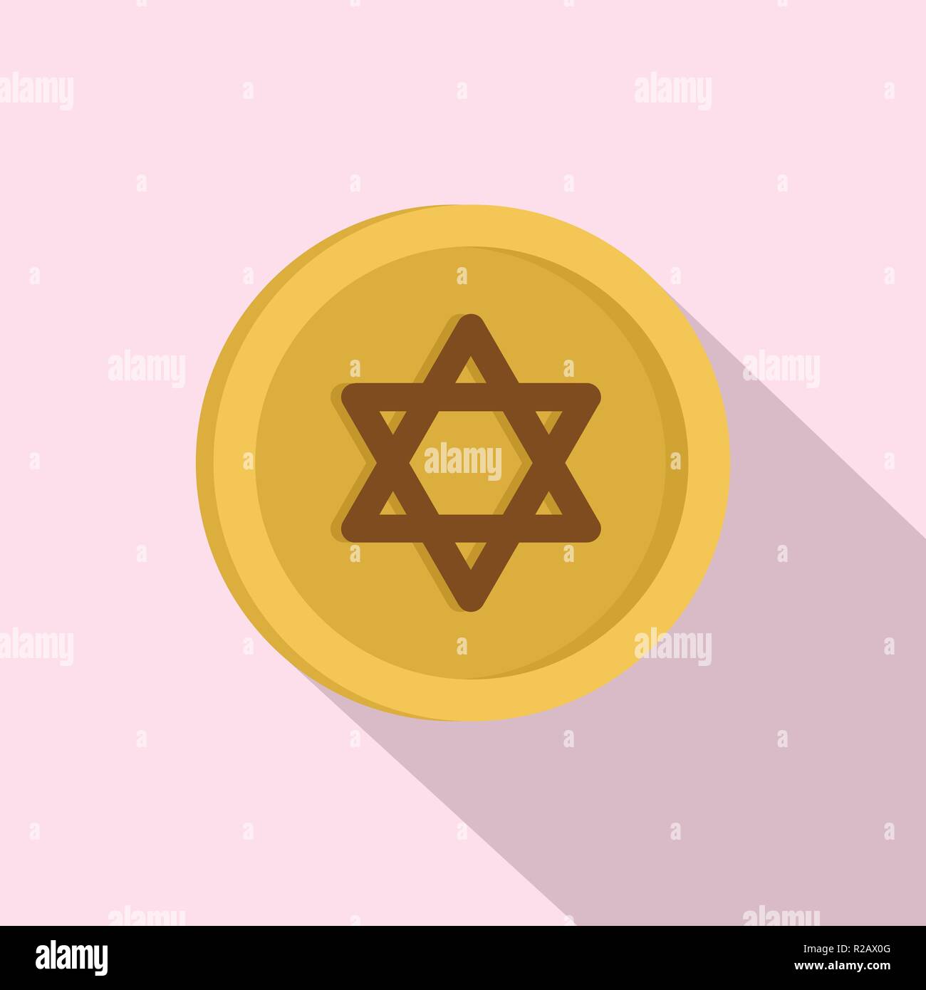 Jewish gold coin icon. Flat illustration of jewish gold coin vector ...