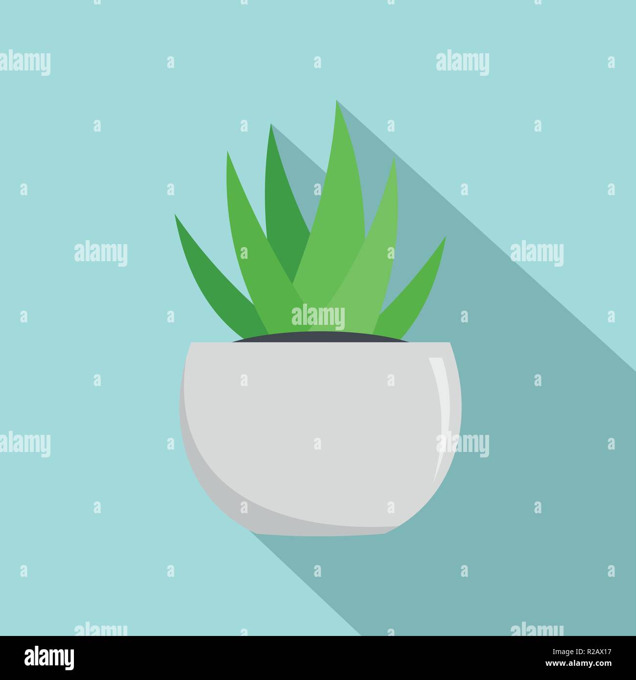 Aloe in white pot icon. Flat illustration of aloe in white pot vector ...