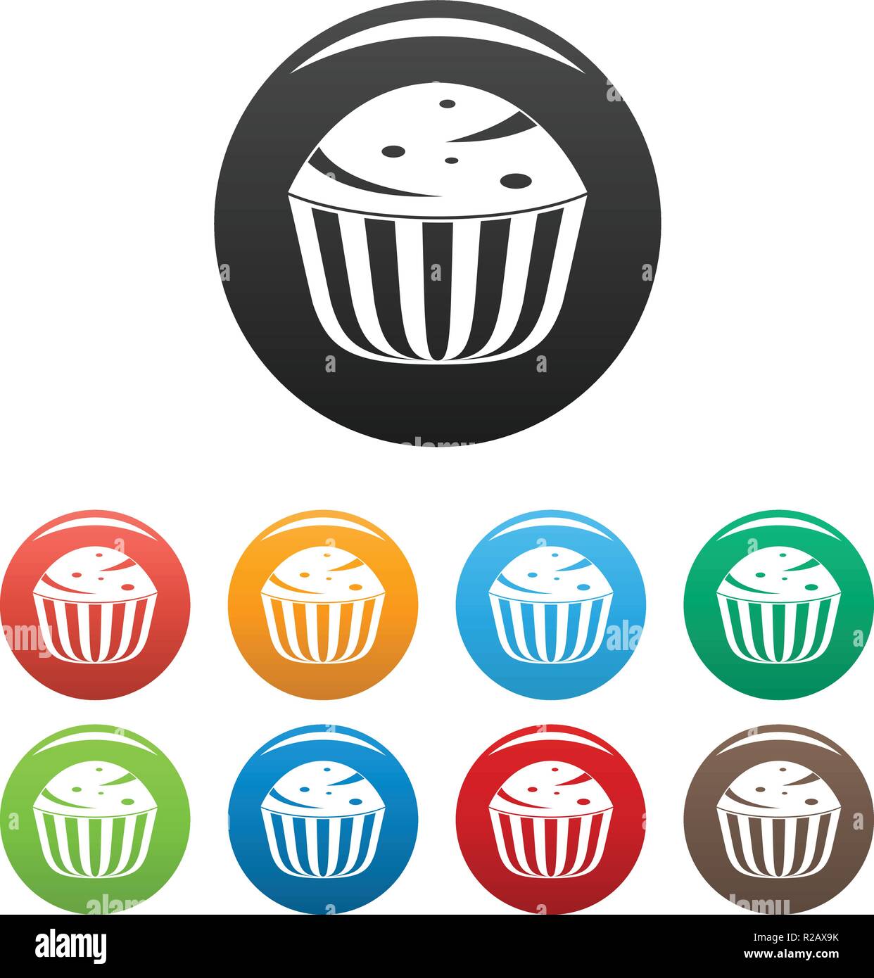 Cup cake icon. Simple illustration of cup cake vector icons set color ...