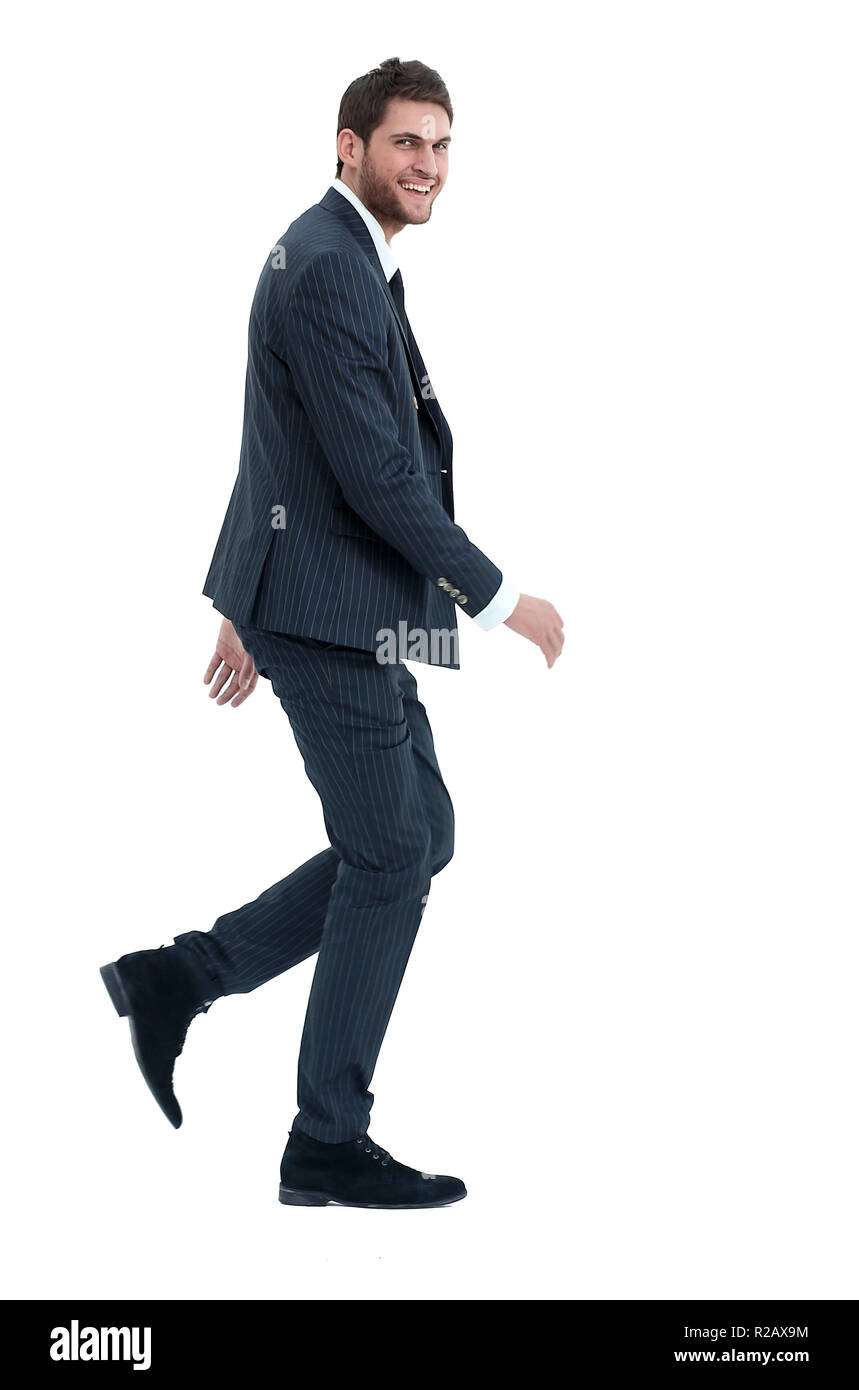 full growth.businessman taking a step forward.isolated on white Stock ...