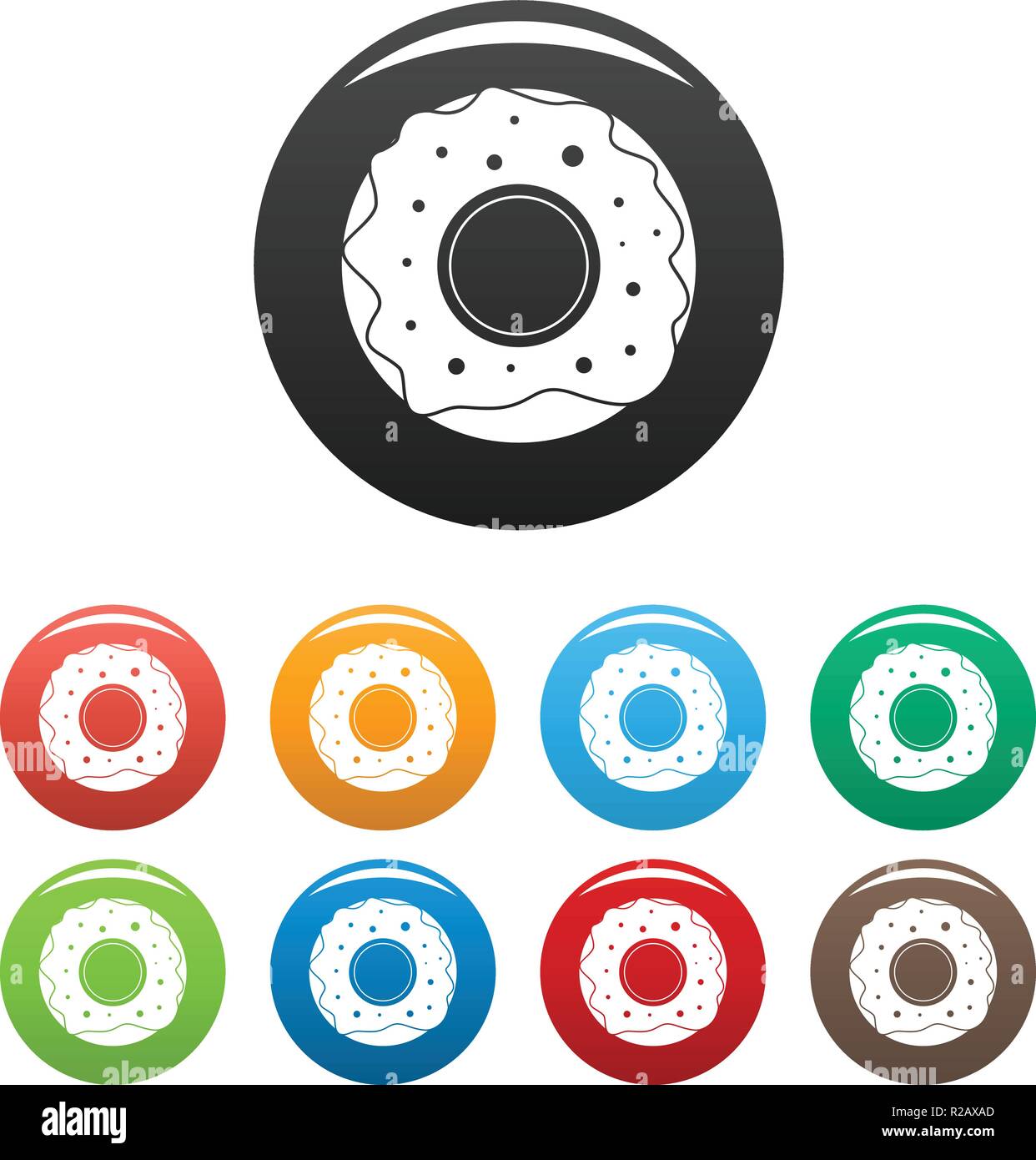 Donut icon. Simple illustration of donut vector icons set color ...