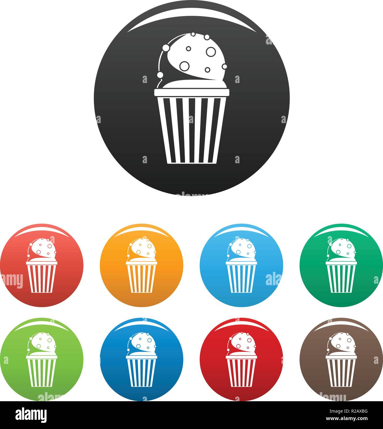 Popcorn icon. Simple illustration of popcorn vector icons set color ...
