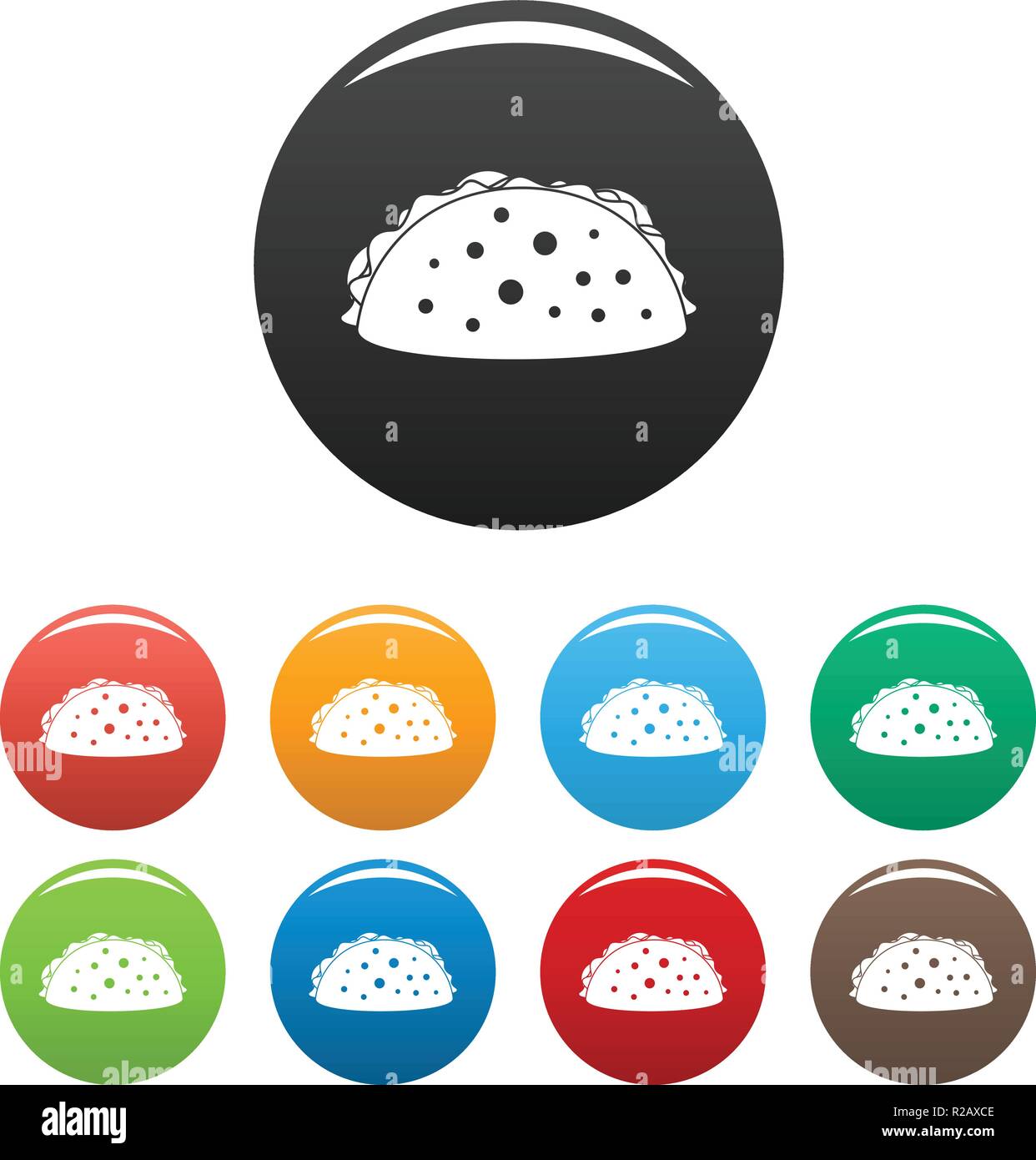 Tacos icon. Simple illustration of tacos vector icons set color ...