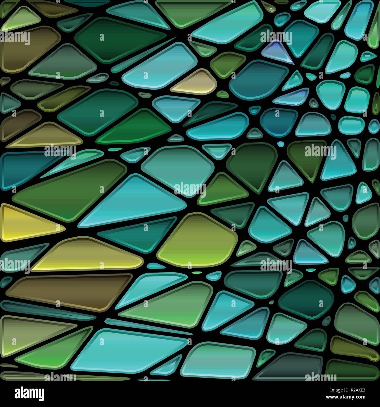 abstract vector stained-glass mosaic background - green and blue Stock ...