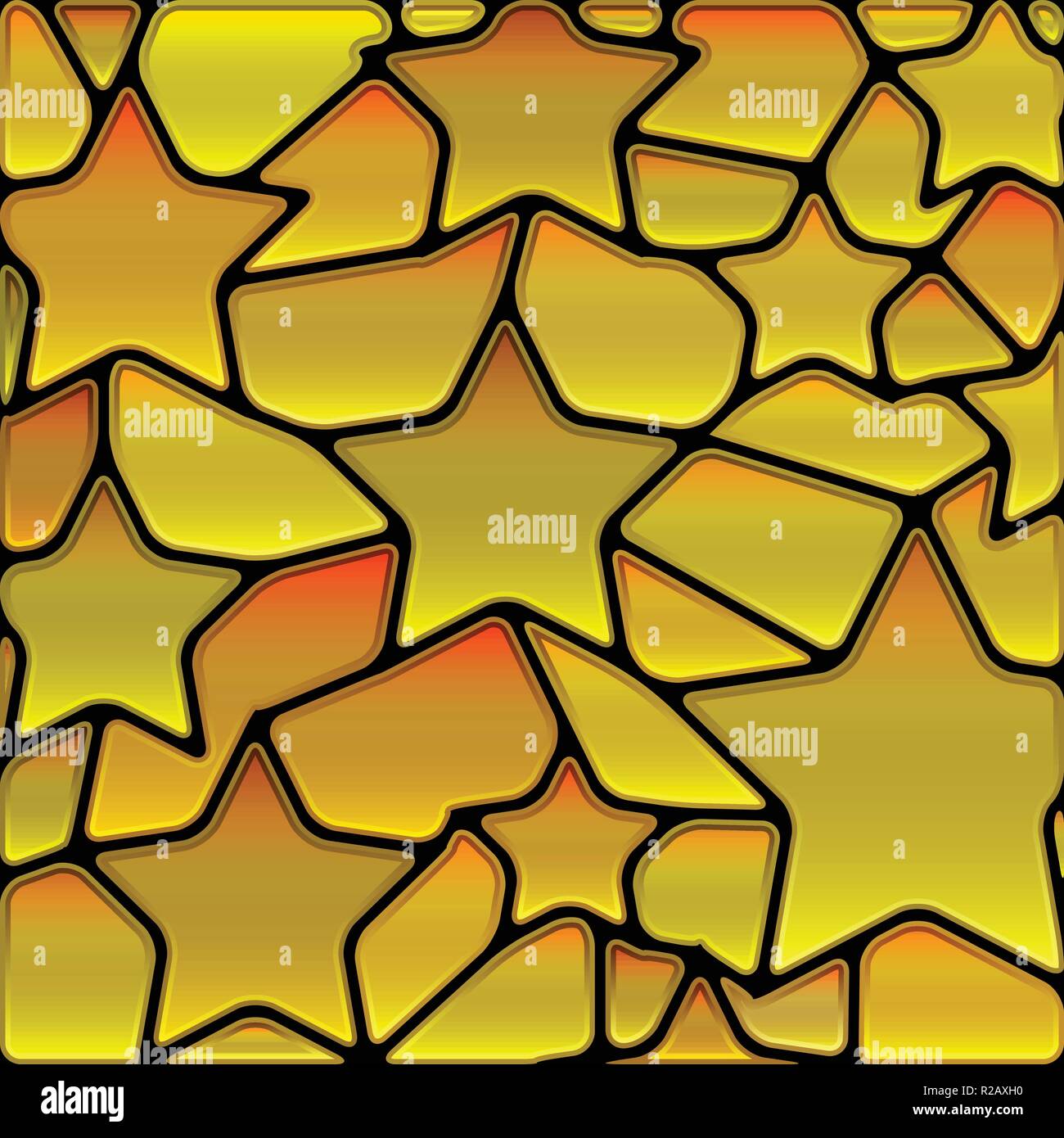 abstract vector stained-glass mosaic background - golden stars Stock ...