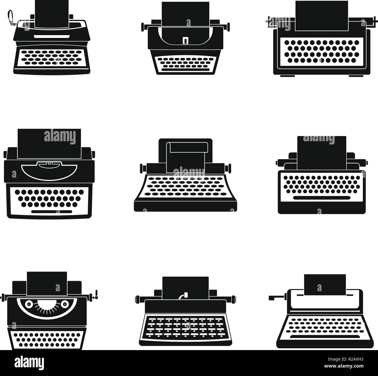 Typewriter machine keys old keyboard icons set. Simple illustration of ...