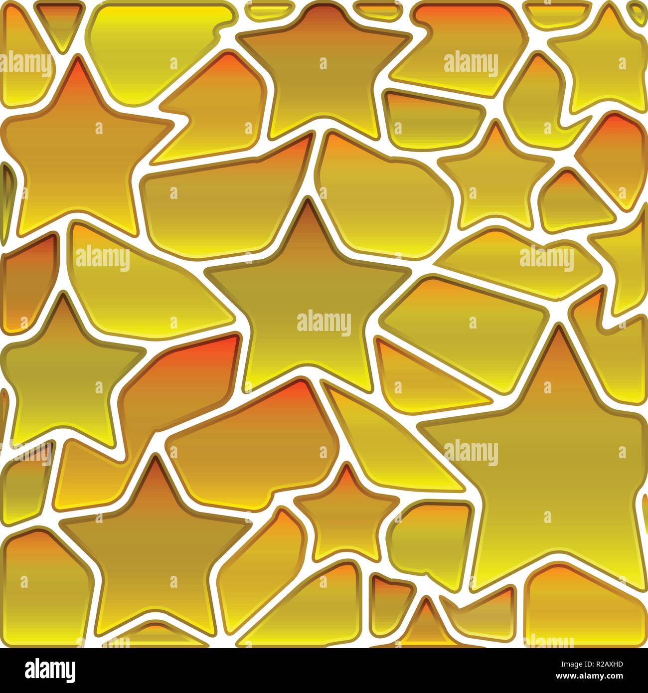 abstract vector stained-glass mosaic background - golden stars Stock ...