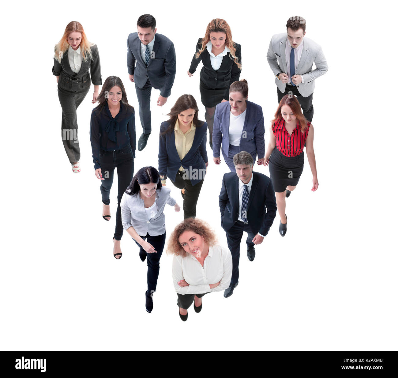 going business people behind the leader. isolated on white Stock Photo ...