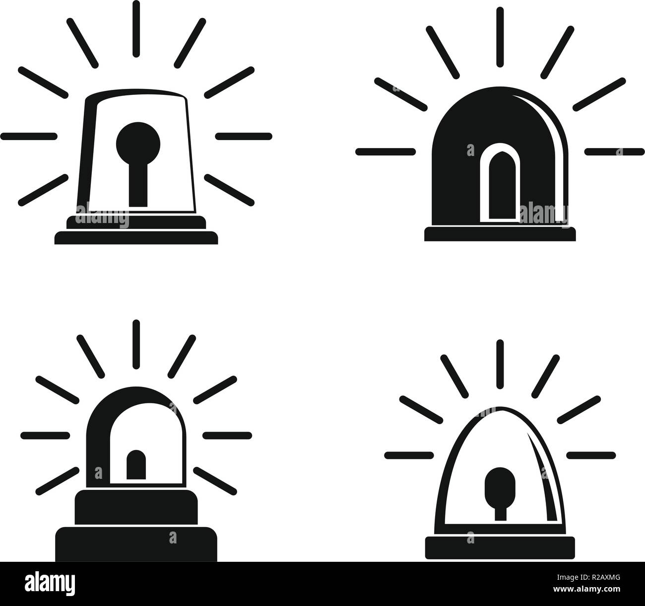 Flasher siren icons set. Simple illustration of 4 flasher siren icons ...