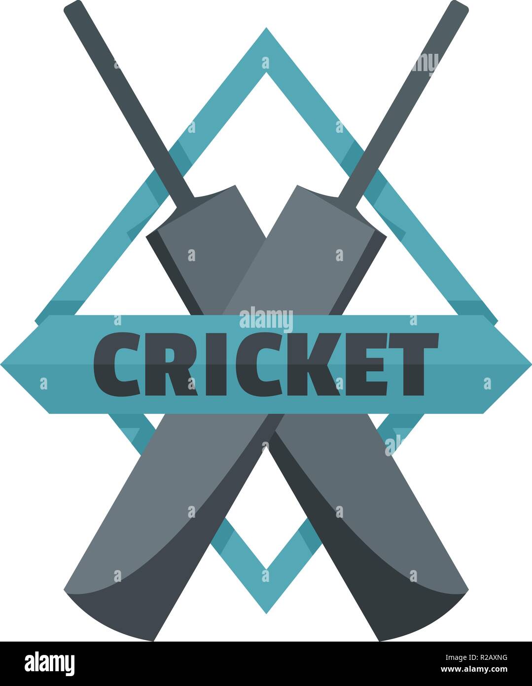 Crossed bats cricket logo. Flat illustration of crossed bats cricket ...