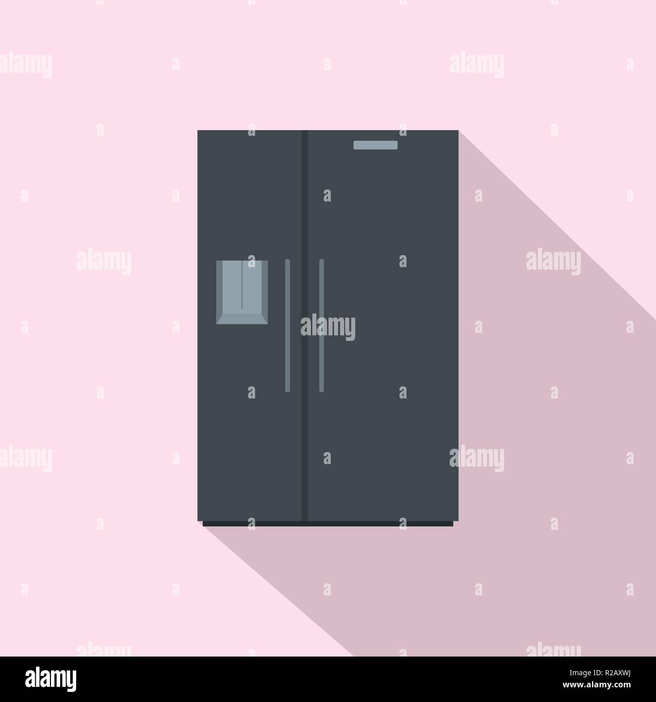 Black fridge icon. Flat illustration of black fridge vector icon for ...