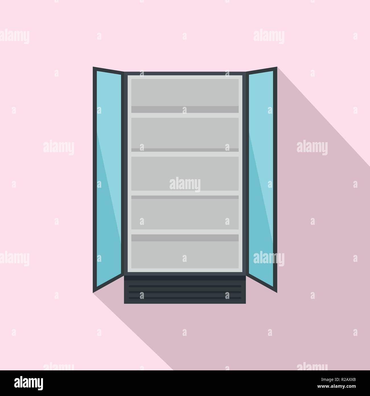 Open commercial fridge icon. Flat illustration of open commercial ...