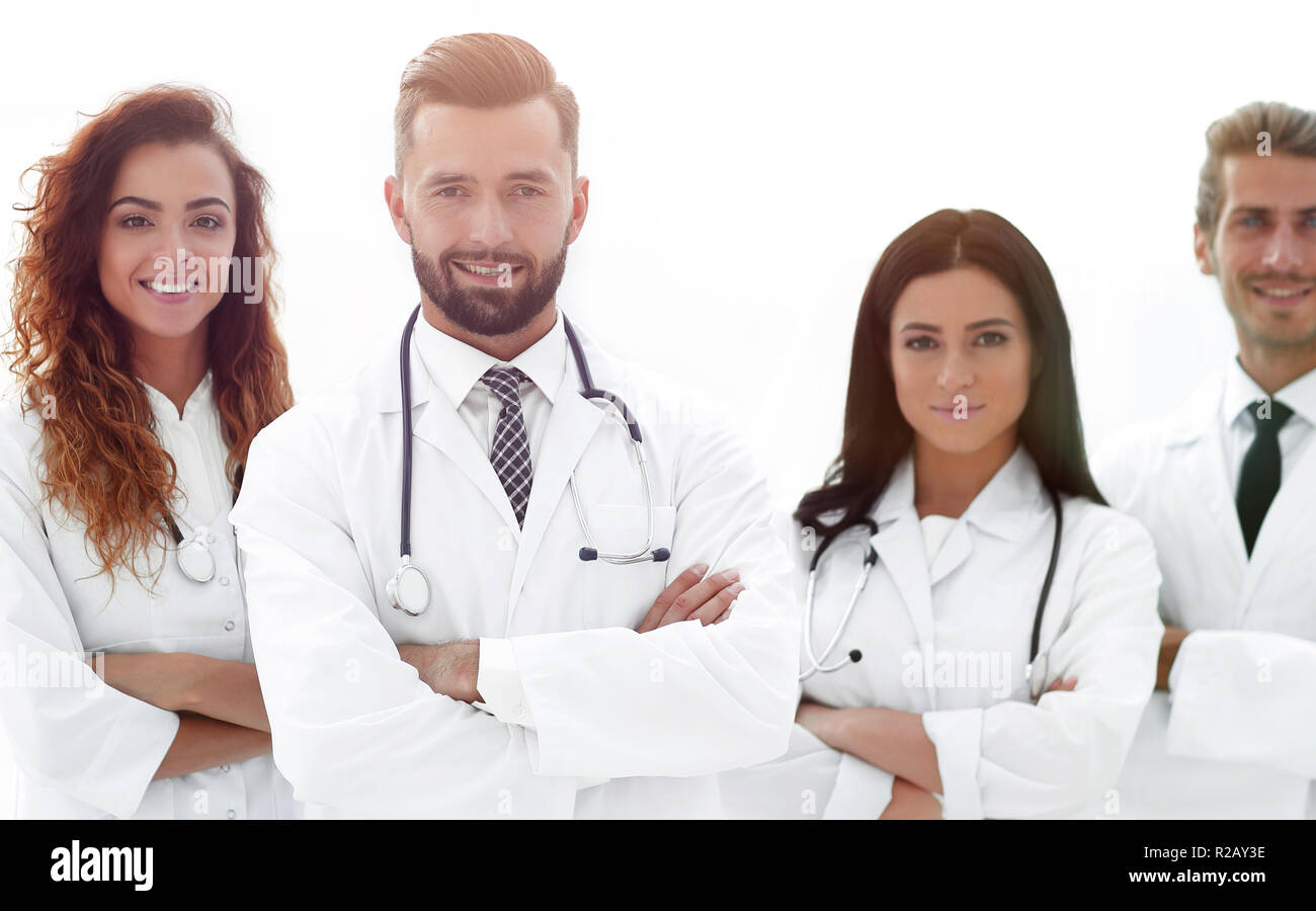 Medical doctors group. Isolated on white background Stock Photo - Alamy