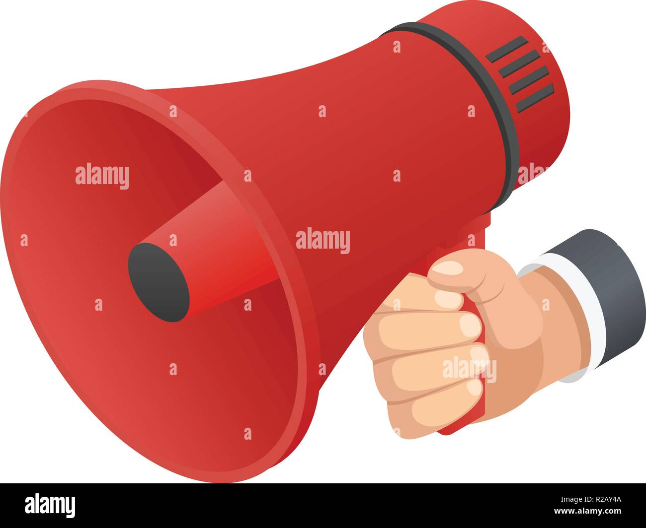 Red hand speaker icon. Isometric of red hand speaker vector icon for ...