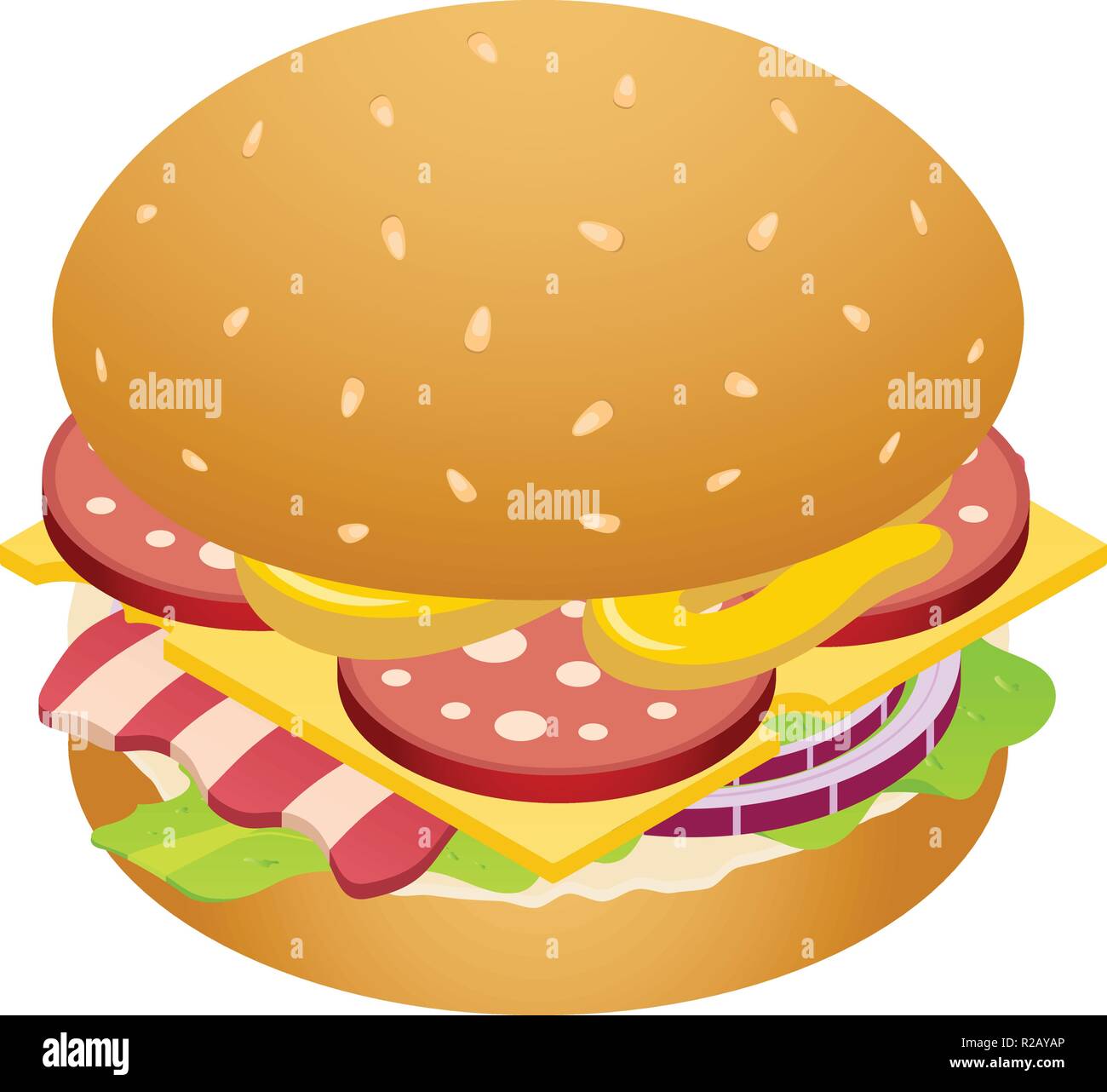 Cheesburger icon. Isometric of cheesburger vector icon for web design ...