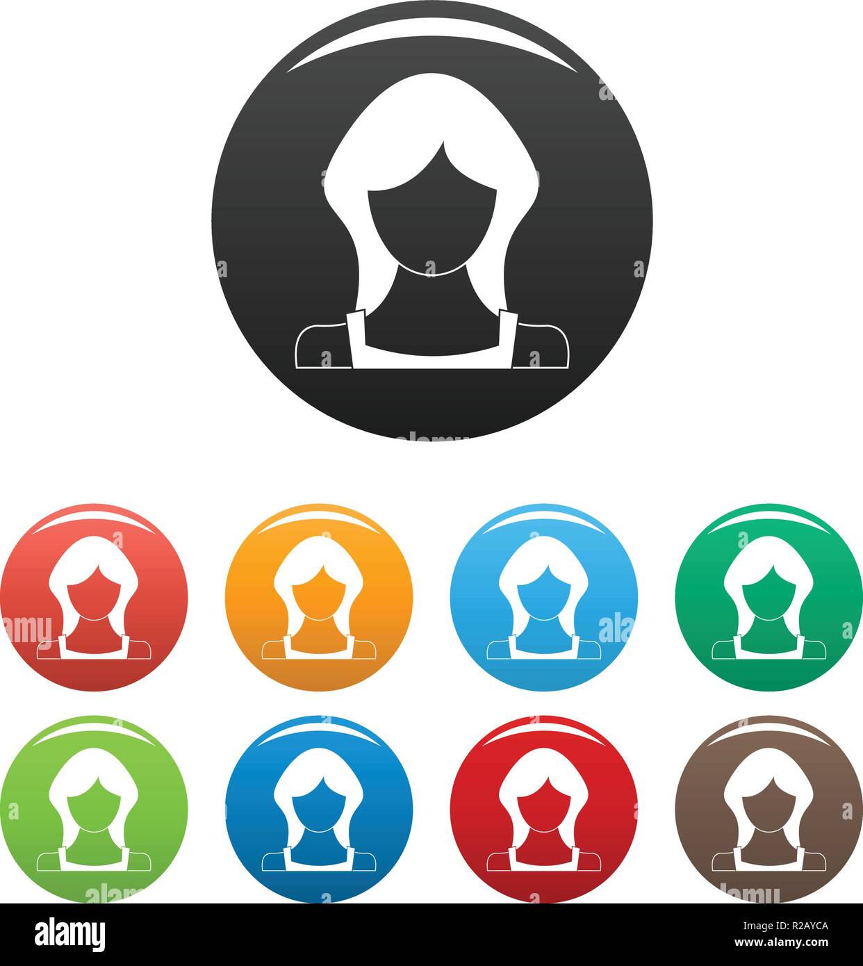 New woman user icon. Simple illustration of woman user vector icons set ...