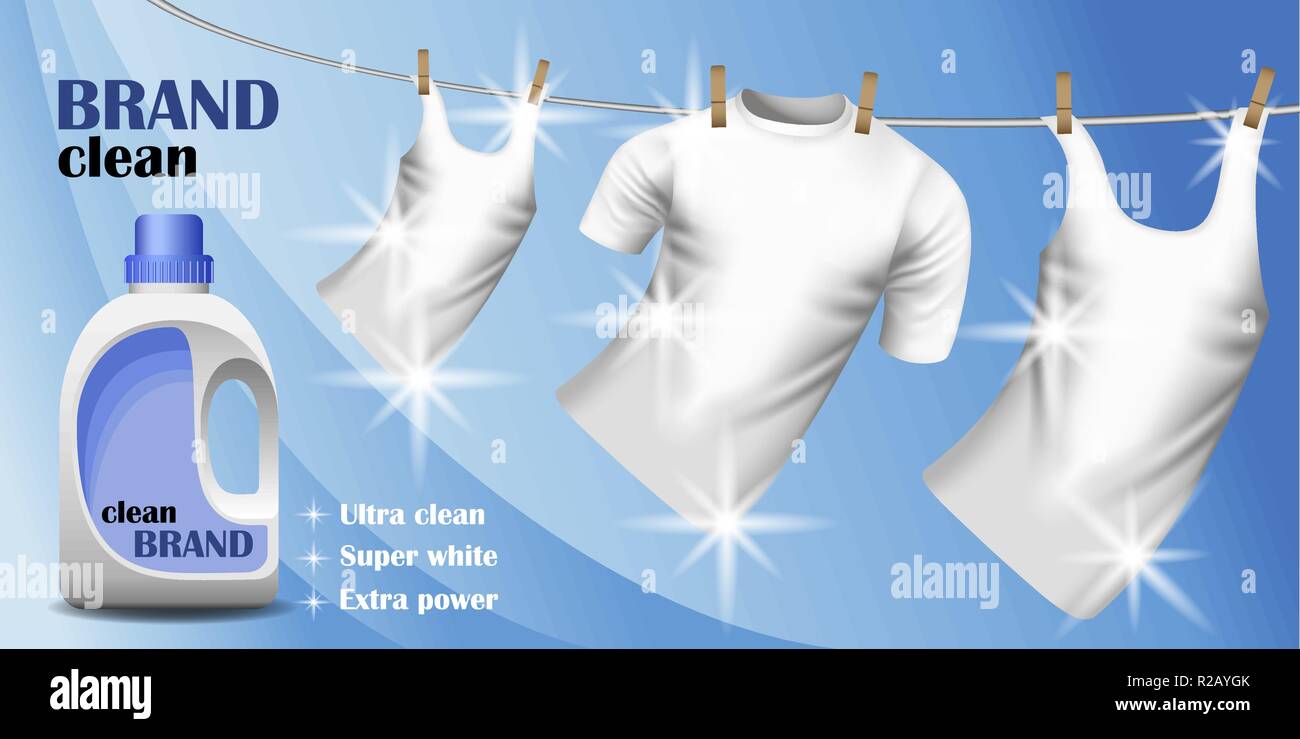 White cleaner brand concept banner. Realistic illustration of white ...