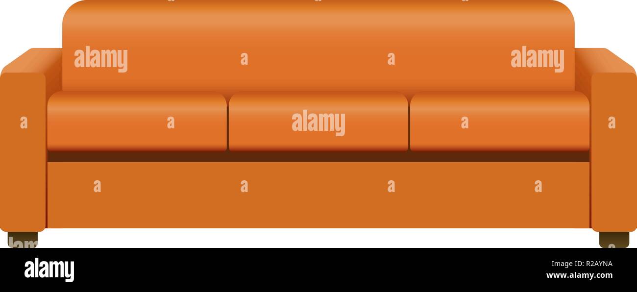 Orange soft sofa mockup. Realistic illustration of orange soft sofa ...