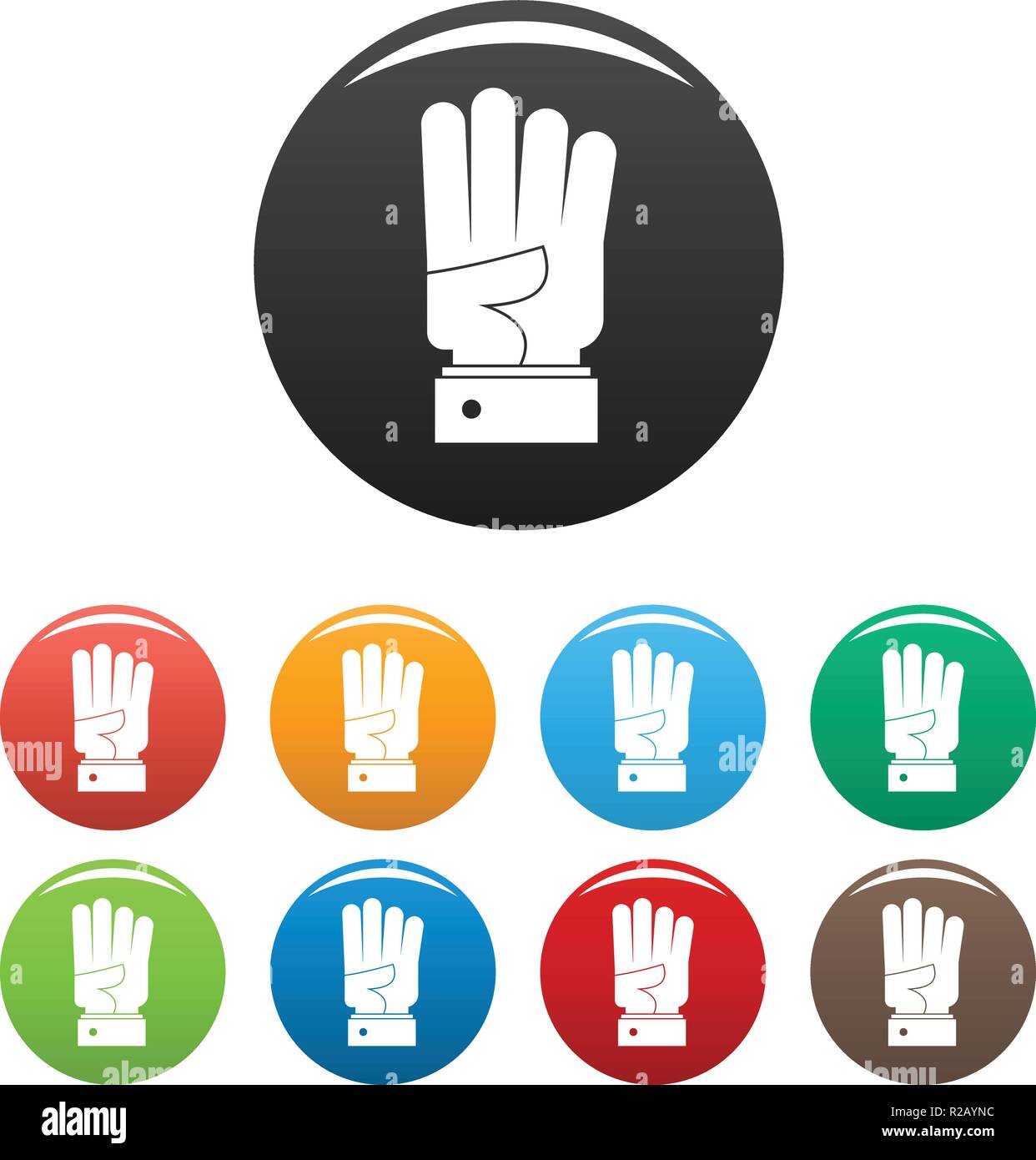 Hand four icon. Simple illustration of hand four vector icons set color ...