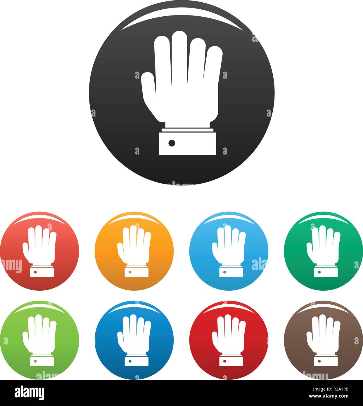 Hand stop icon. Simple illustration of hand stop vector icons set color ...